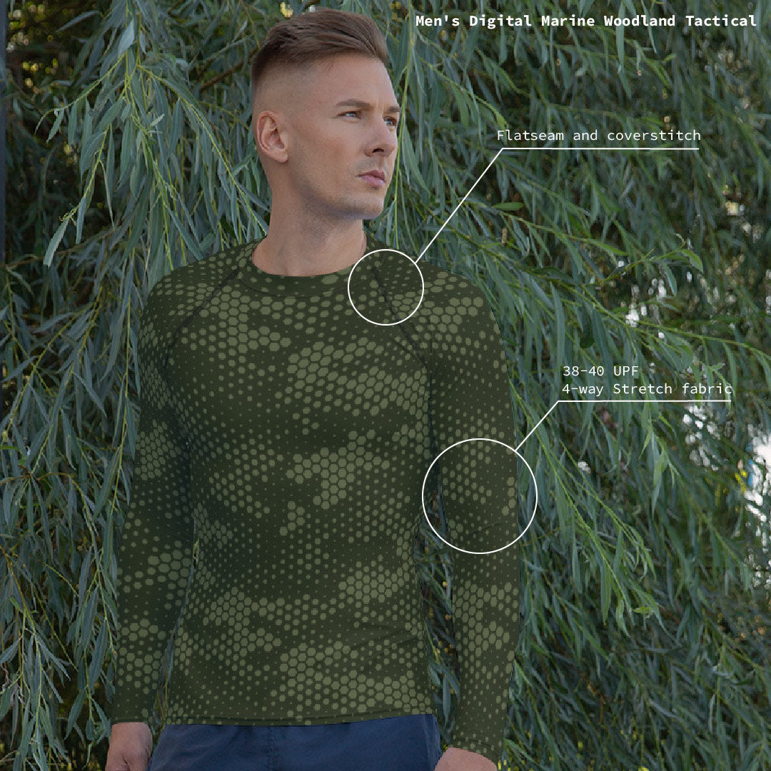Men's Digital Marine Woodland Tactical Liberty Maniacs Rash Guard