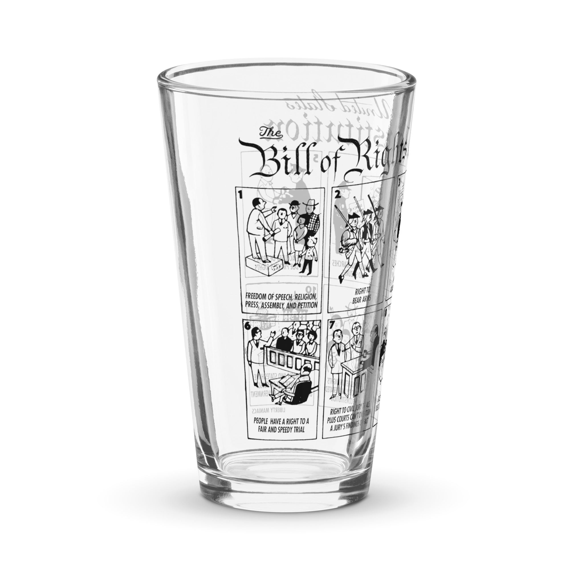 The Illustrated Bill of Rights Pint Glass - Liberty Maniacs