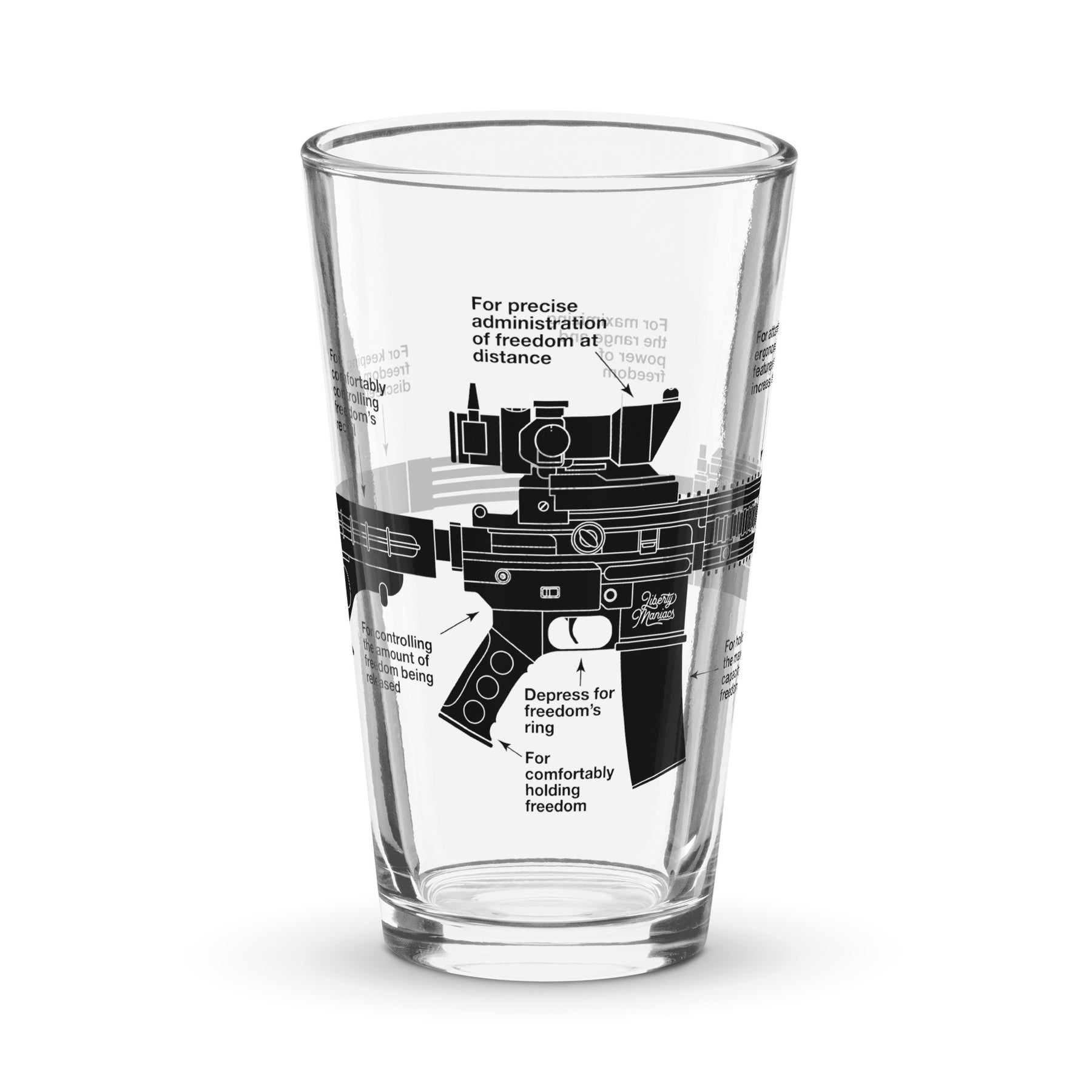 Components of Freedom Carbine Schematic Pint Glass - Liberty Maniacs