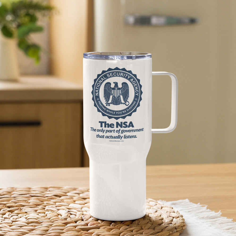 The NSA Stainless Steel Travel Mug with a Handle - Liberty Maniacs