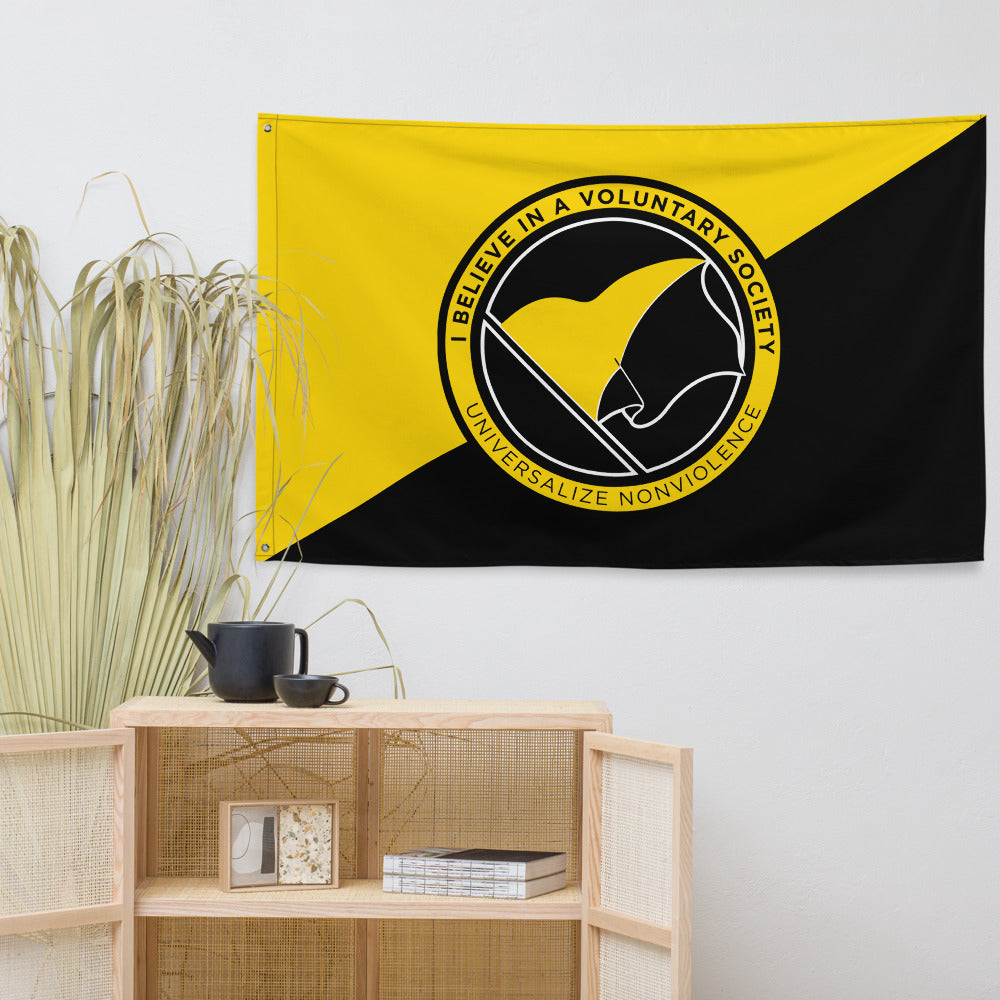 Voluntaryist Universalize Nonviolence Wall Flag - Liberty Maniacs