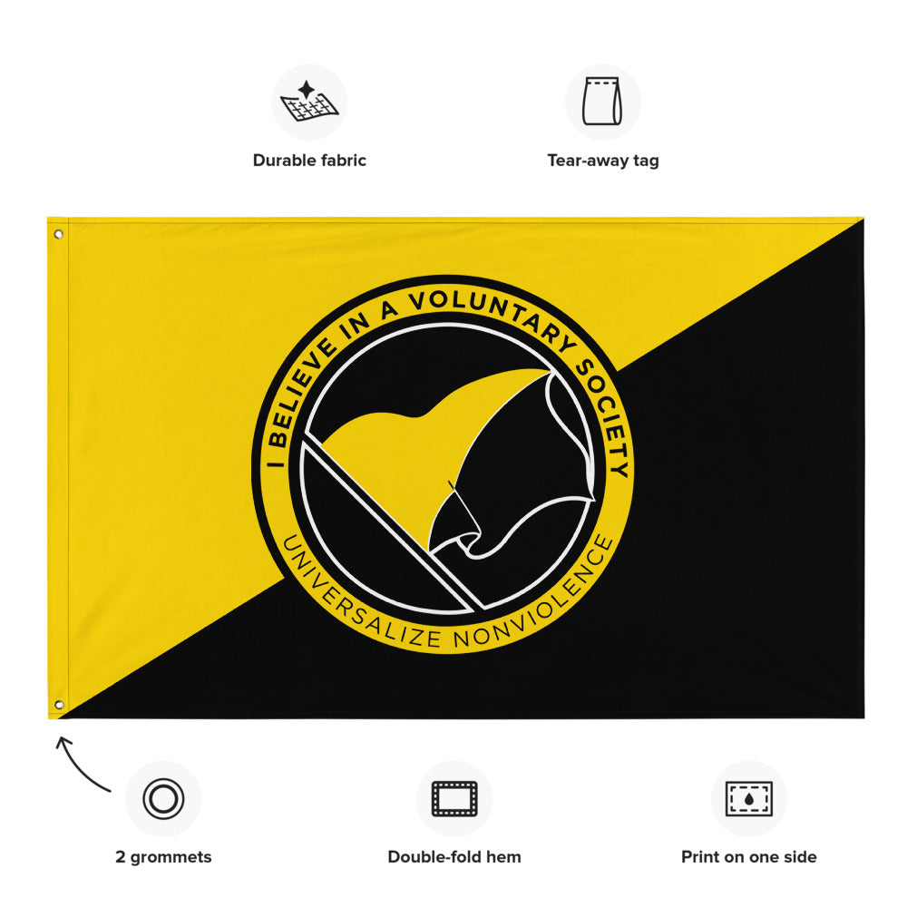 Voluntaryist Universalize Nonviolence Wall Flag - Liberty Maniacs