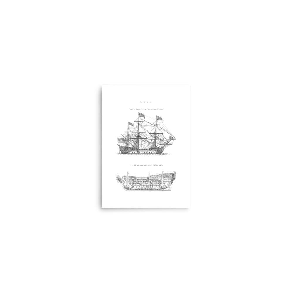 A First-Rate Ship of War Schematic Art Print - Liberty Maniacs