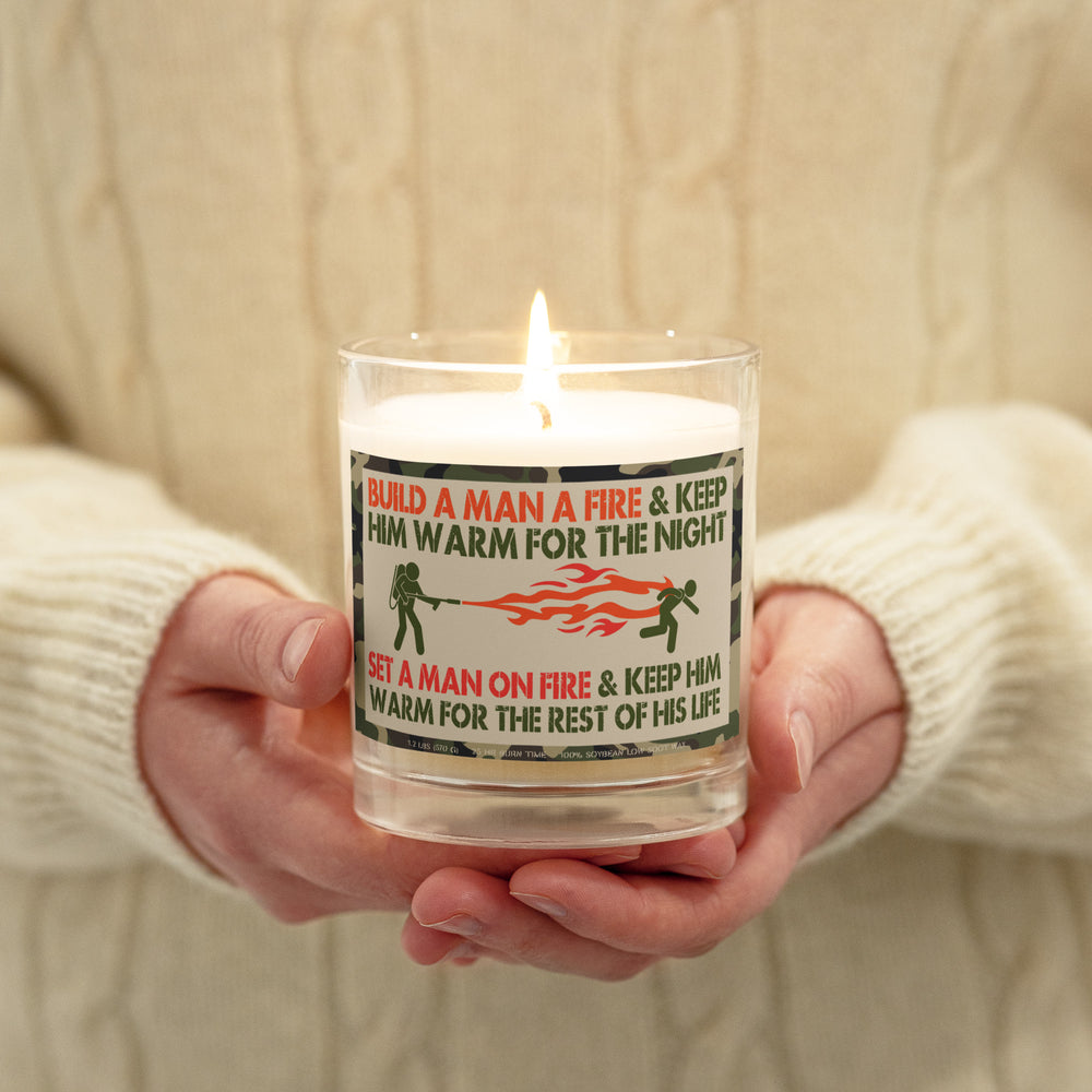 Build A Man A Fire Glass Jar Candle - Liberty Maniacs