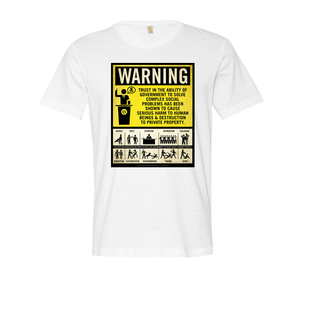 Government Warning Label Men's Graphic Tee - Liberty Maniacs