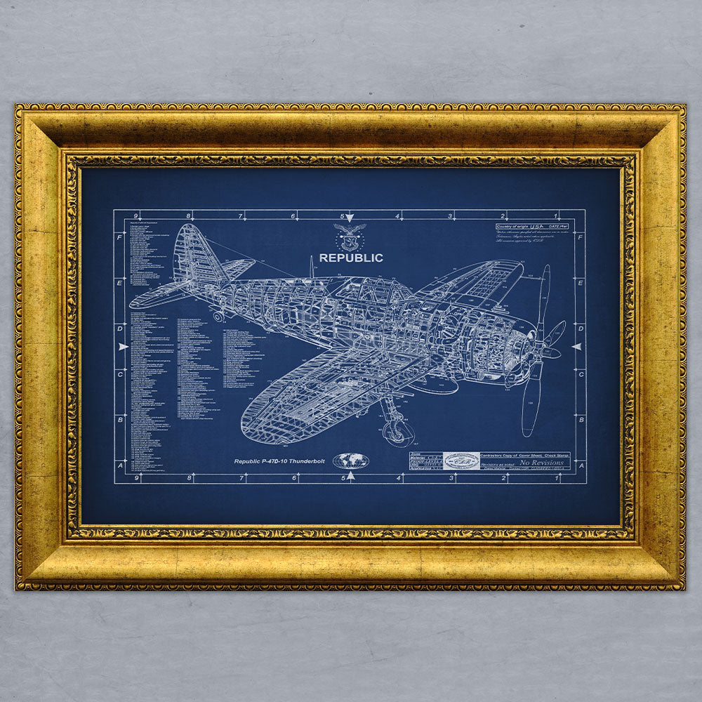 Republic P-47 Cutaway Blueprint Giclée 18x12 Art Print - Liberty Maniacs